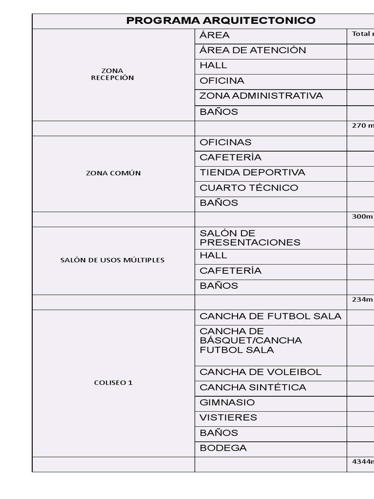 Programa Arquitectonico | PDF