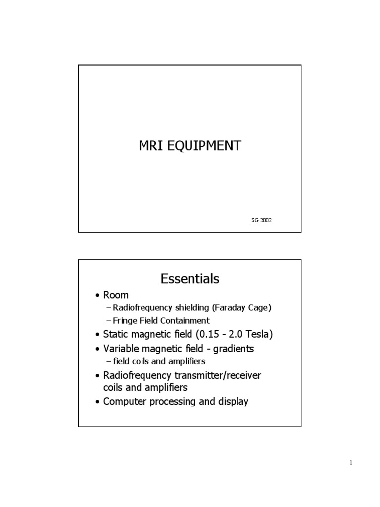 MRI Equipment Essentials Guide | PDF | Science & Mathematics | Computers
