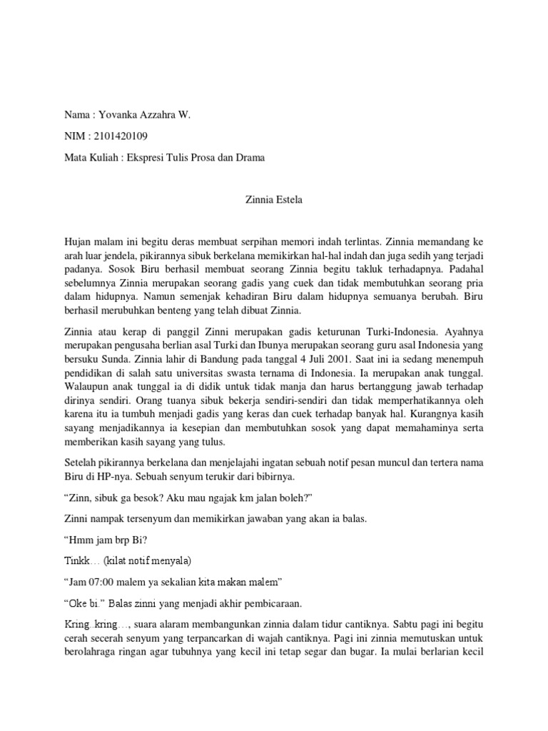 Yovanka Azzahra W - Ekspresi Tulis Prosa Dan Drama - Cerpen | PDF