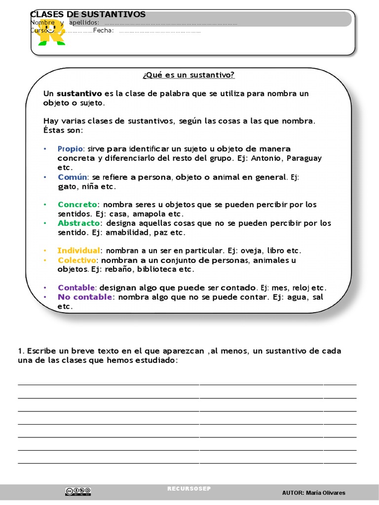 Clases de Sustantivos | PDF | Sustantivo
