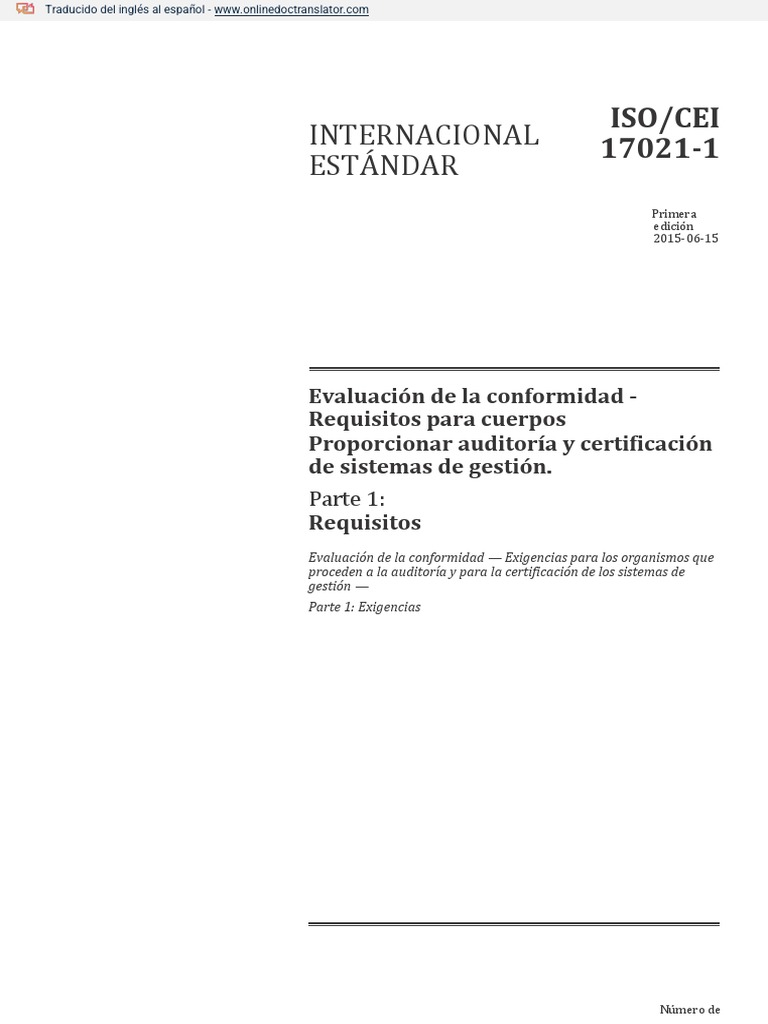 ISO IEC - 17021 1 2015 (E) .En - Es | PDF | Auditoría | Comisión ...
