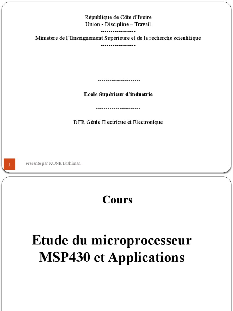 Le Microprocesseur MSP430 | PDF | Processeur | Entrée/Sortie