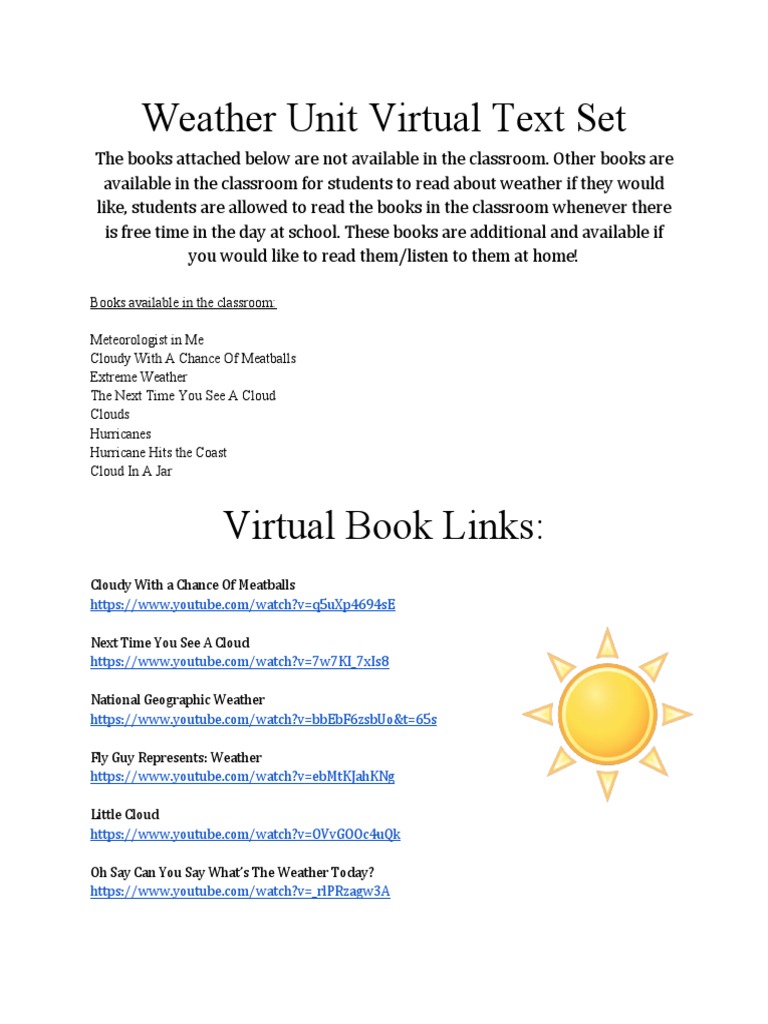 Weather Unit Virtual Text Set | PDF | Language Arts & Discipline