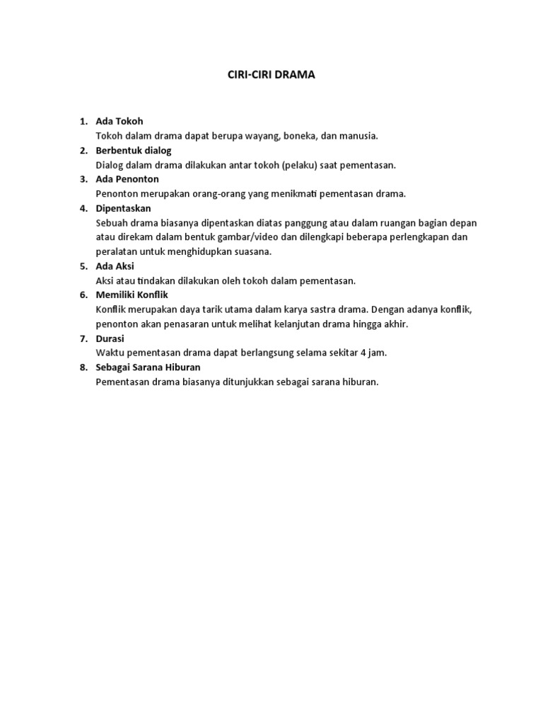 Ciri-Ciri Drama Kel 2 | PDF