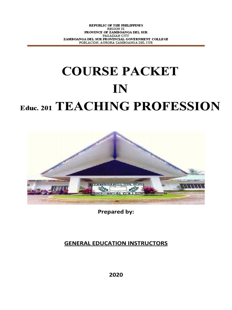 Course Packet IN Teaching Profession: Educ. 201 | PDF | Teachers ...