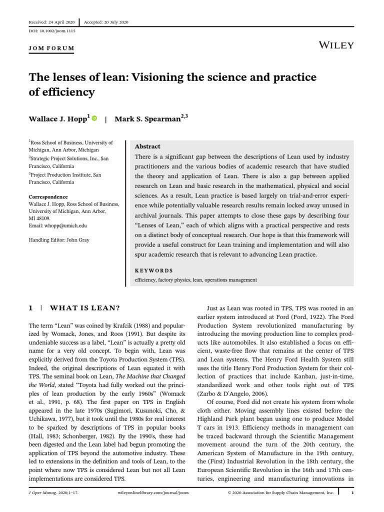 The Lenses of Lean - Visioning The Science and Practice of Efficiency ...