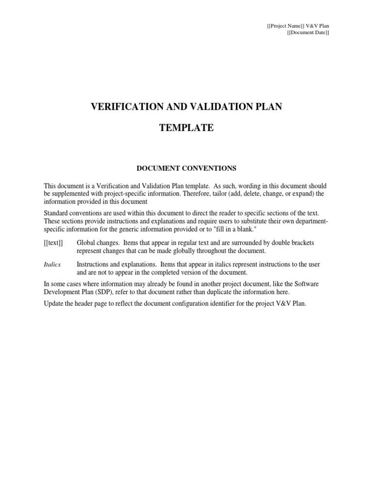 V&V Plan Template | PDF | Software Testing | Verification And Validation