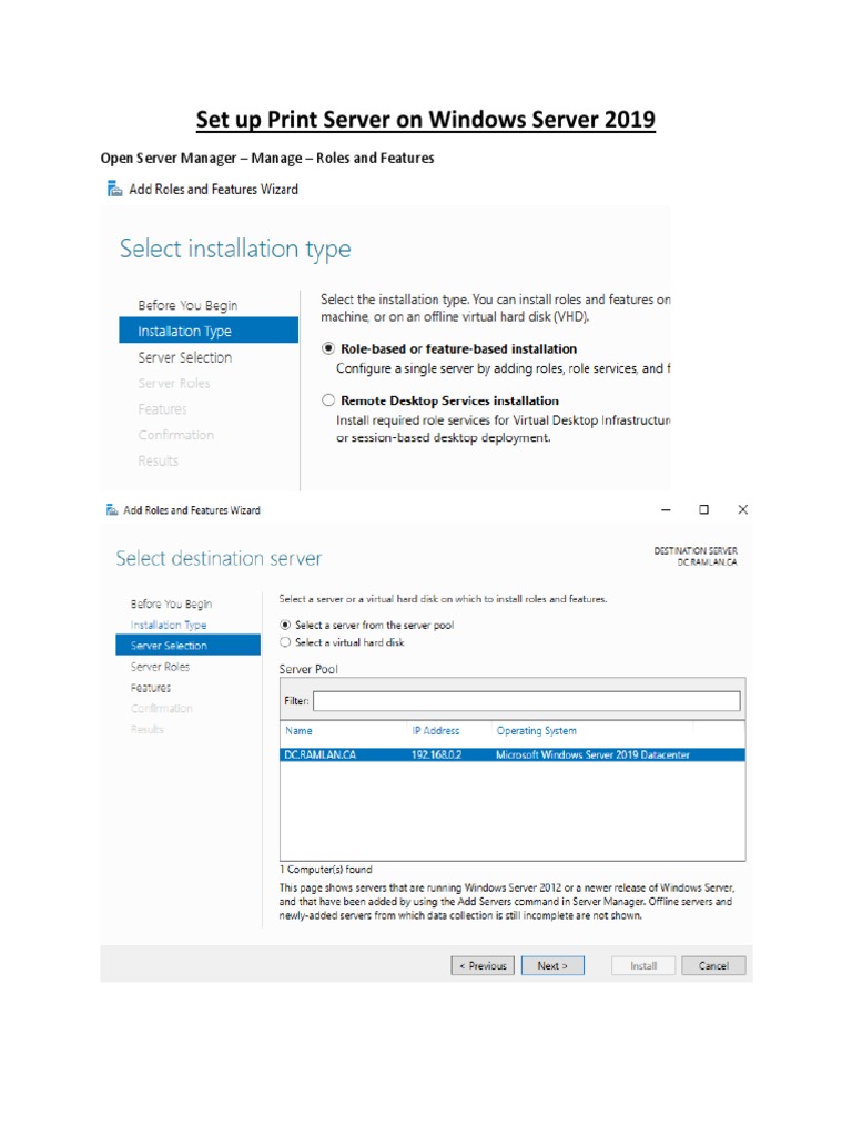 Set Up Print Server On Windows Server 2019 | PDF