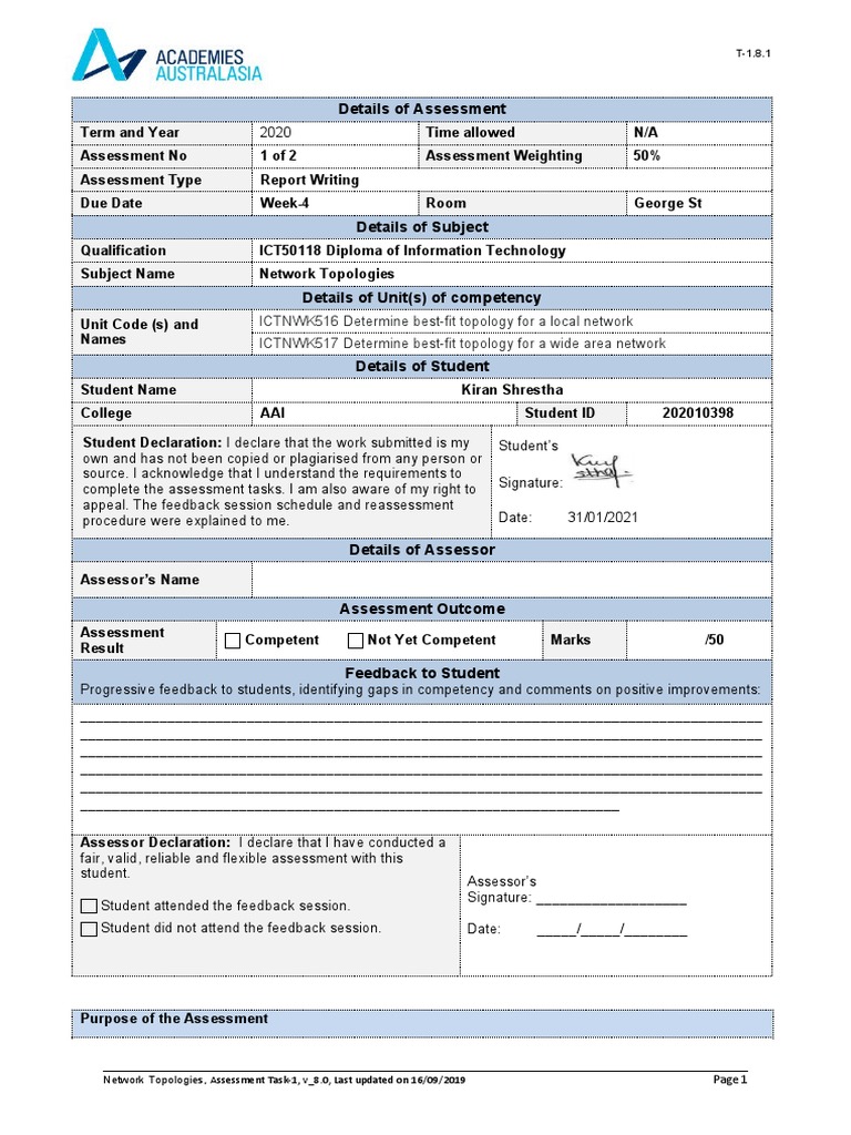 202010398-Kiran Shrestha-Assessment I - Network Topologies | PDF ...