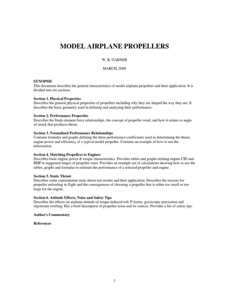 Model Airplane Propellers | PDF | Propeller | Lift (Force)