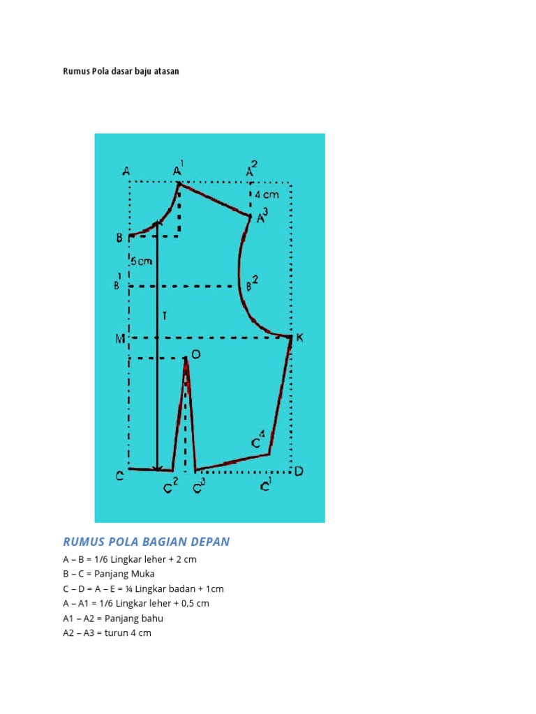 Rumus Pola Dasar Baju Atasan | PDF