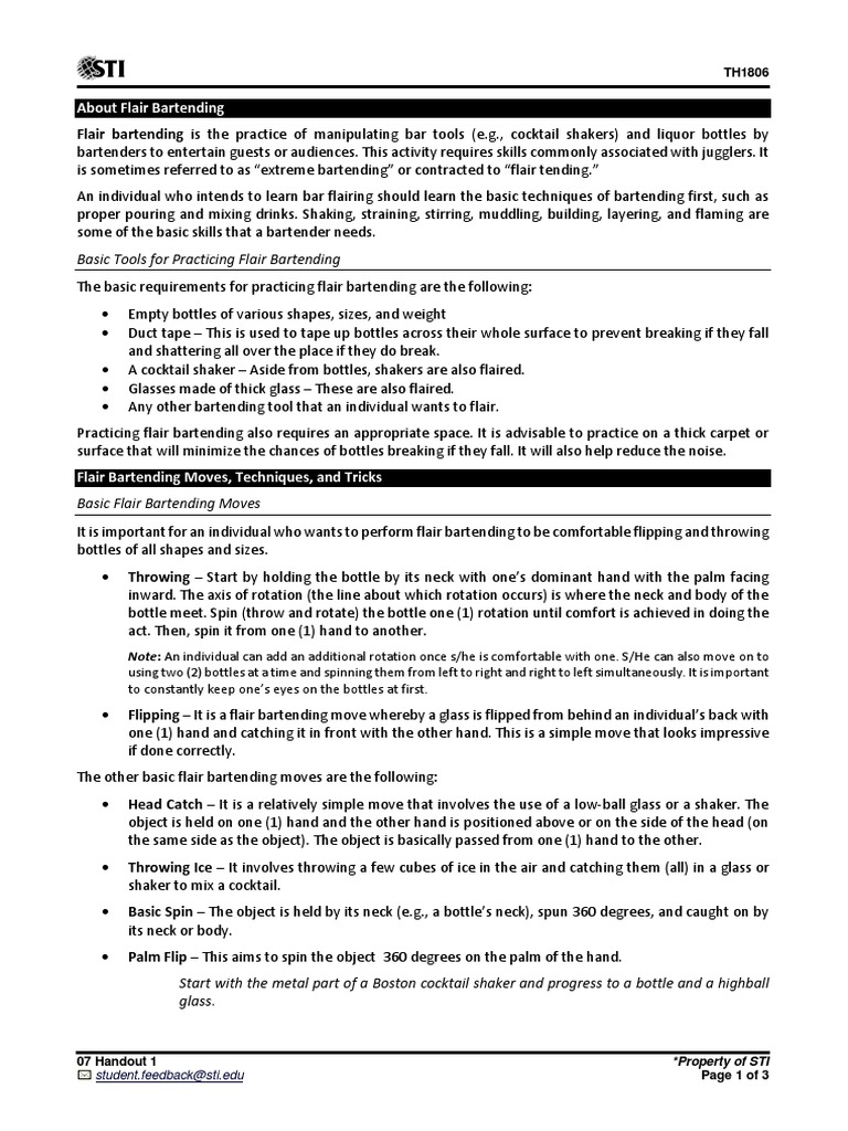 About Flair Bartending | PDF