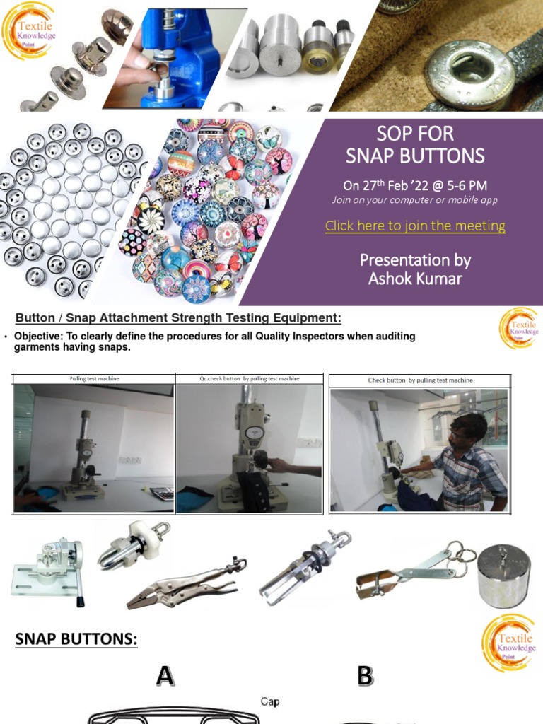 Snap SOP - 27 Feb 2022 | PDF | Rivet | Seam (Sewing)