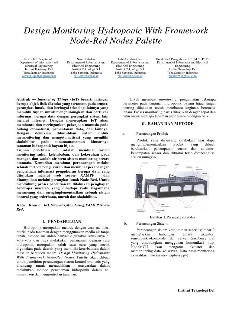 Design Monitoring Hydroponic With Framework Node-Red Nodes Palette | PDF