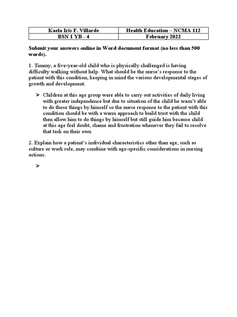 Course Task Unit 5 - H.E | PDF