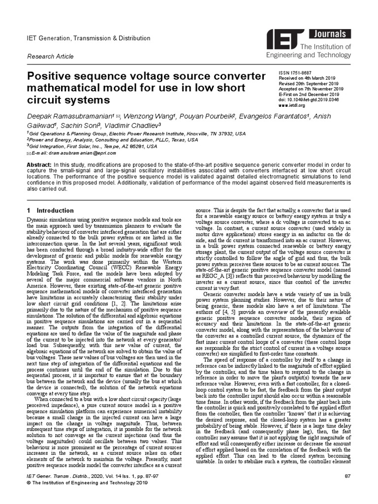 Iet Generation Trans Dist 2019 Ramasubramanian Positive Sequence