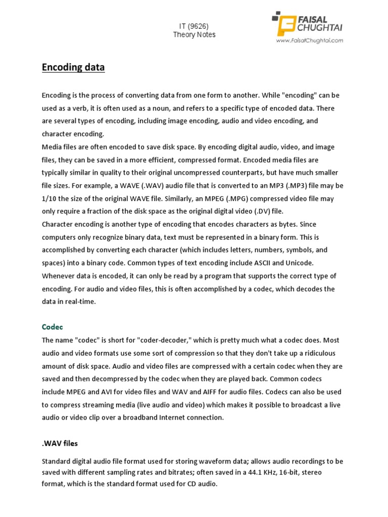 An Overview of Common Encoding Formats and Codecs for Audio, Video ...