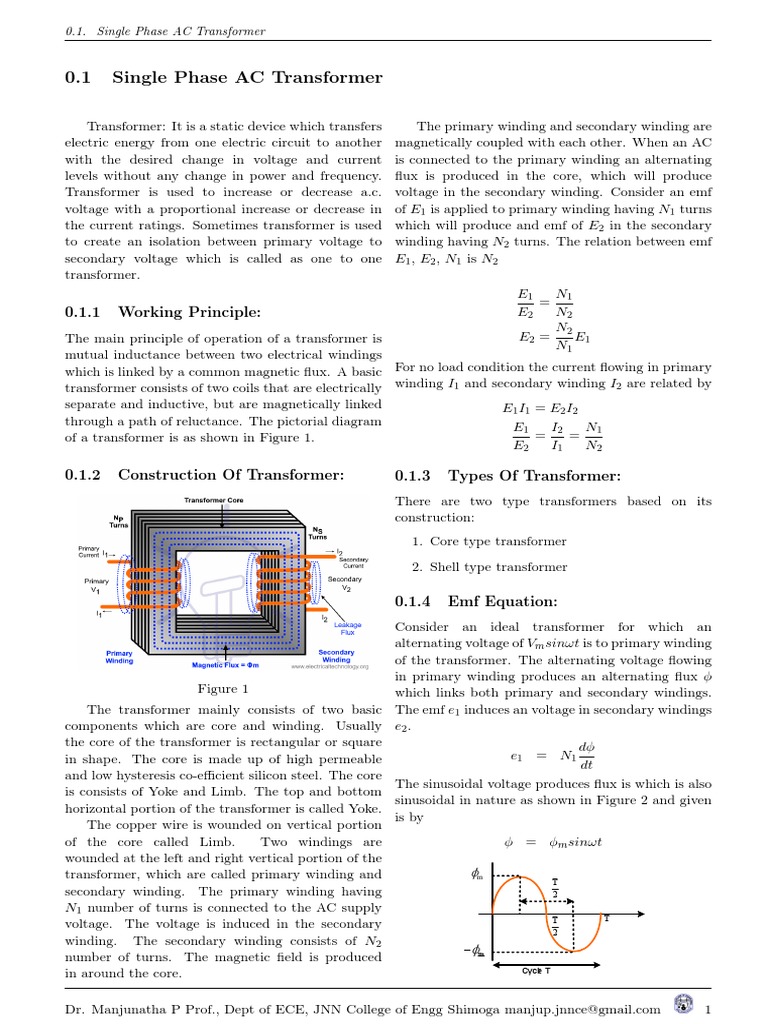 Module 3 Single Phase Transformers | PDF | Transformer | Inductance