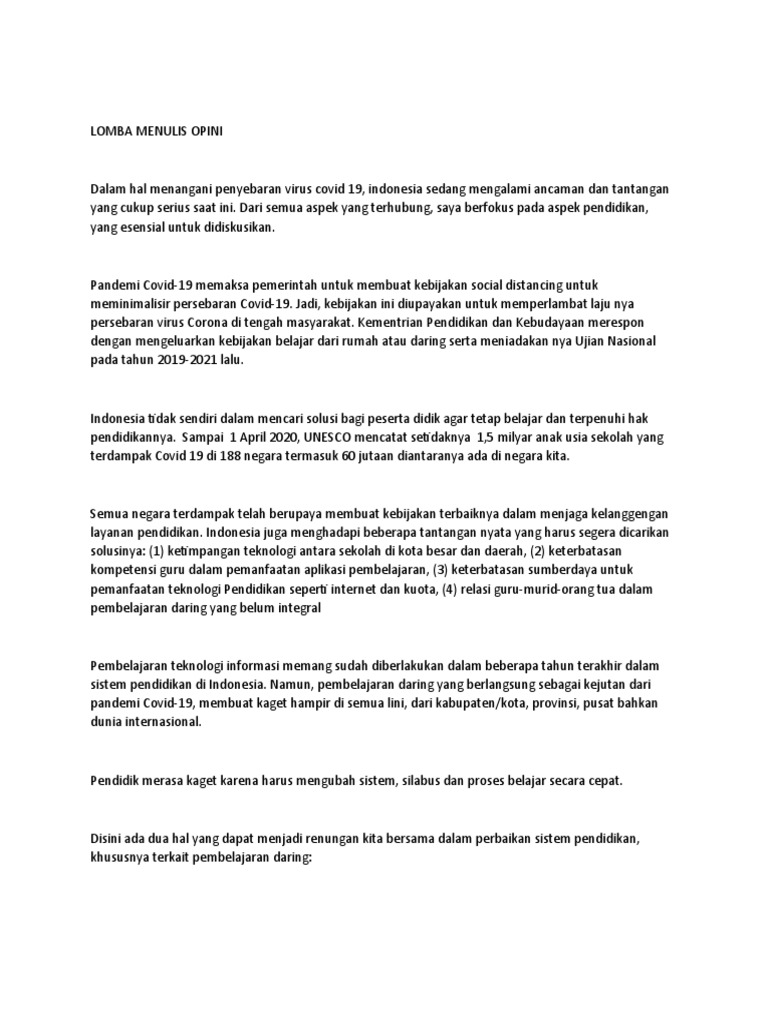 Lomba Menulis Opini | PDF