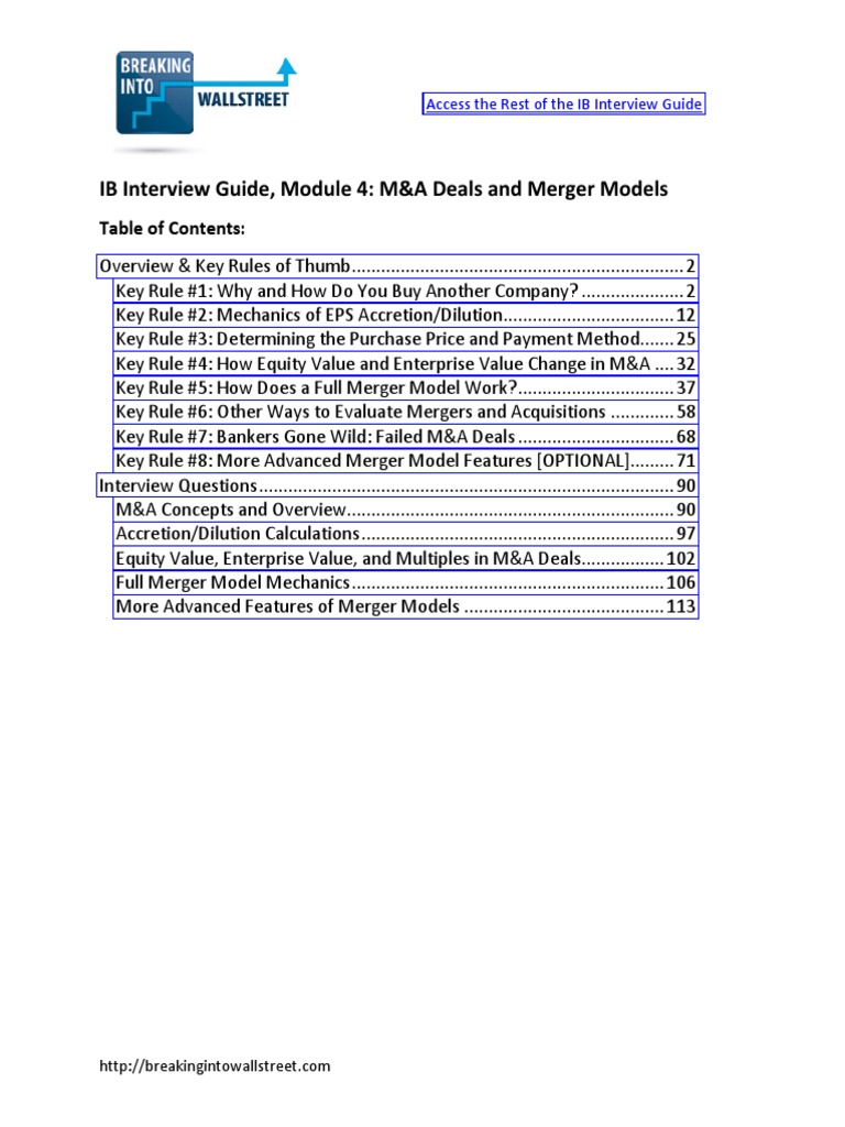 Merger Model Guide | PDF | Mergers And Acquisitions | Stocks
