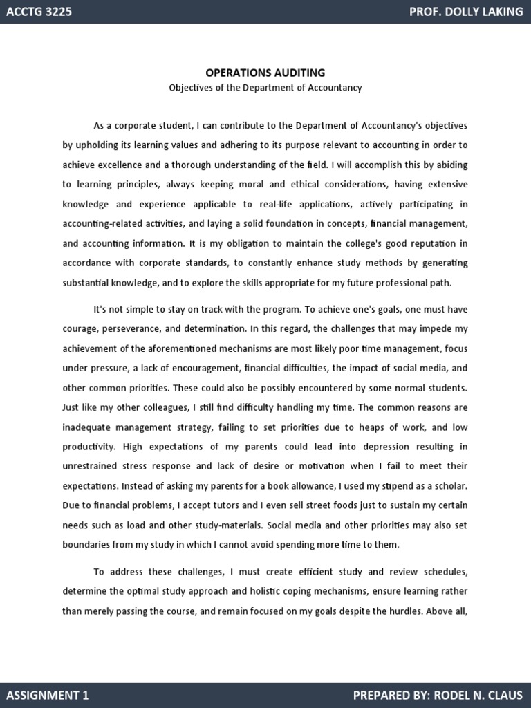 Operations Auditing | PDF | Goal | Accounting