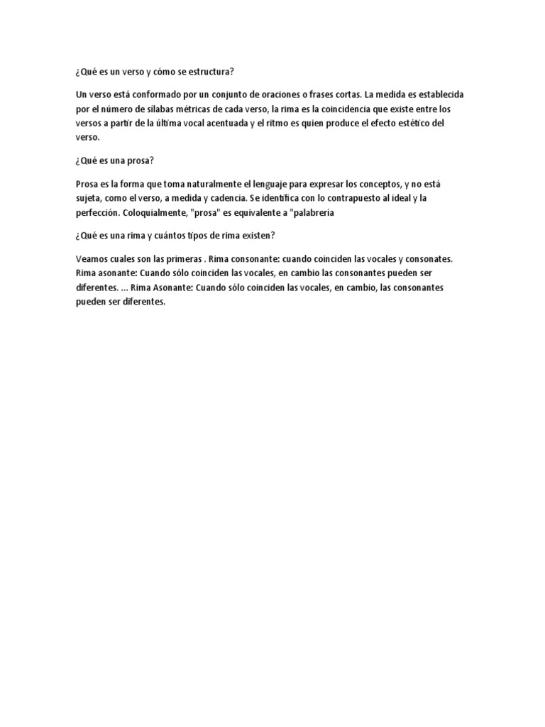 Qué Es Un Verso y Cómo Se Estructura | PDF