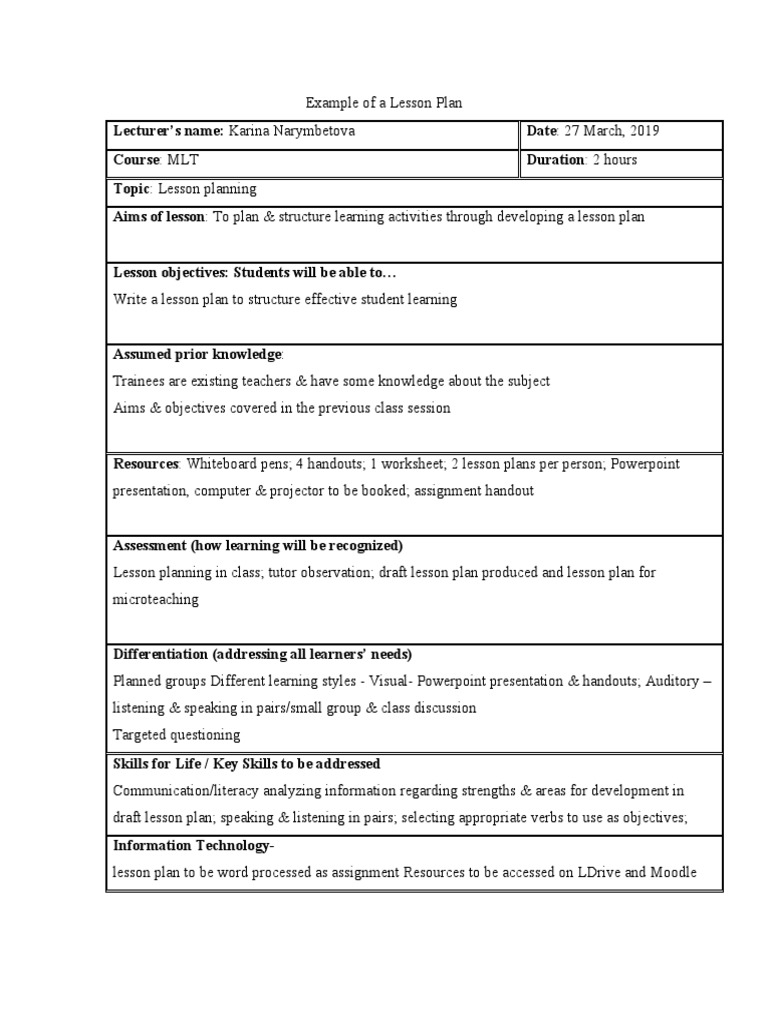 Lesson Plan Sample | PDF | Lesson Plan | Learning