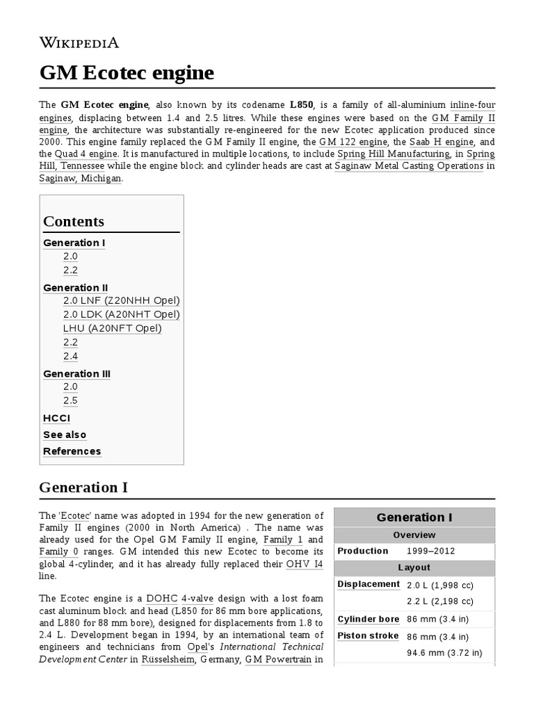 GM Ecotec Engine | PDF | Vehicle Parts | Motor Vehicle