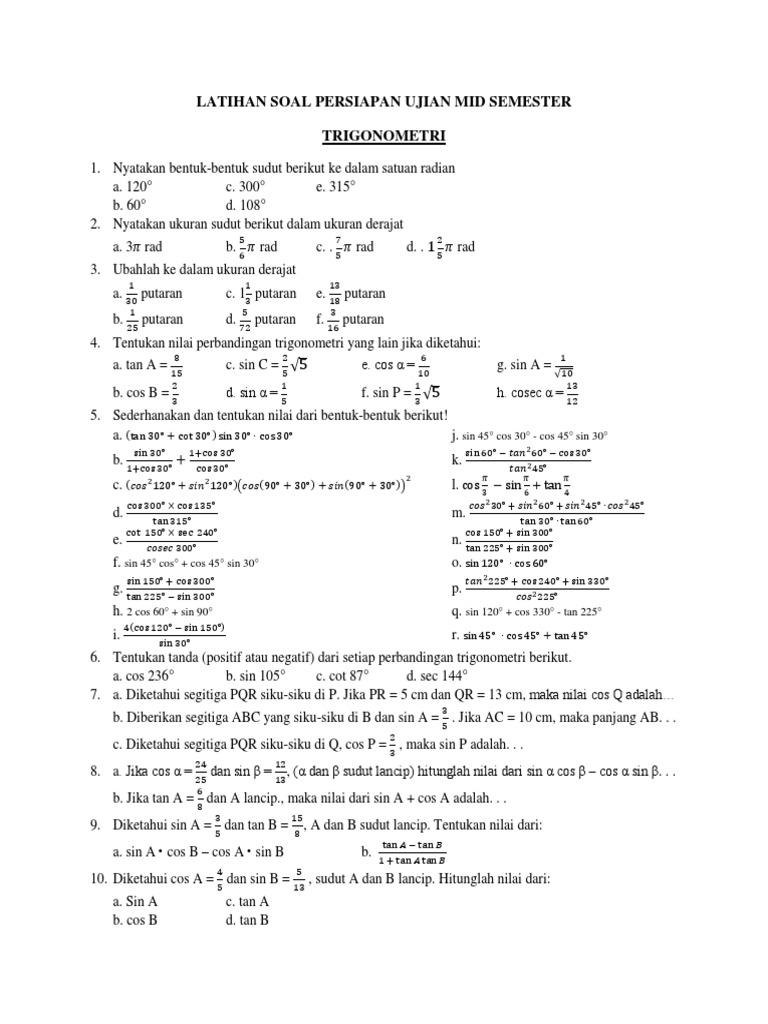 Latihan Soal Trigonometri | PDF