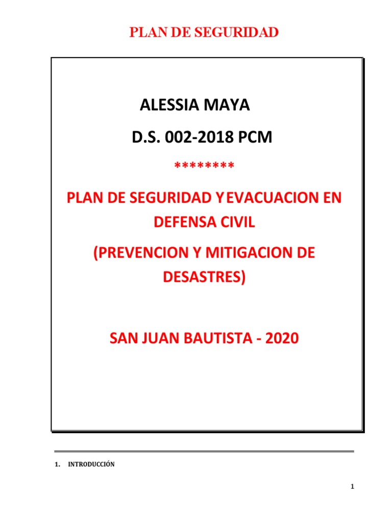 Plan Seguridad Alessia Maya 2020 | PDF | Quemar | Infarto de miocardio