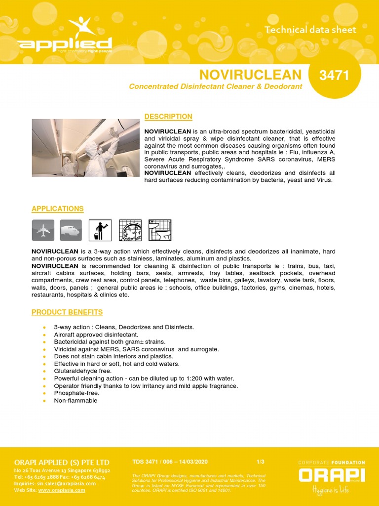 NOVIRUCLEAN Disinfectant Cleaner Overview | PDF | Disinfectant | Water