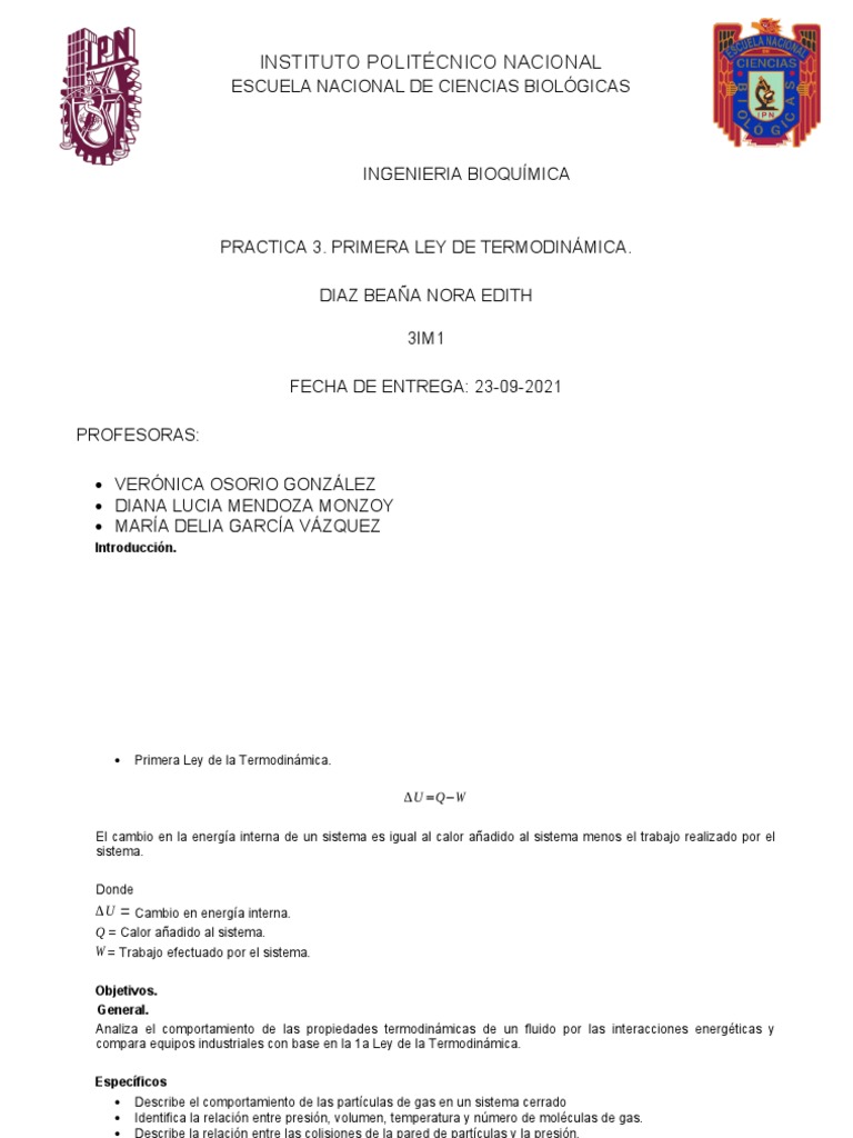 Reporte Termo Prac 3 | PDF | Gases | Temperatura