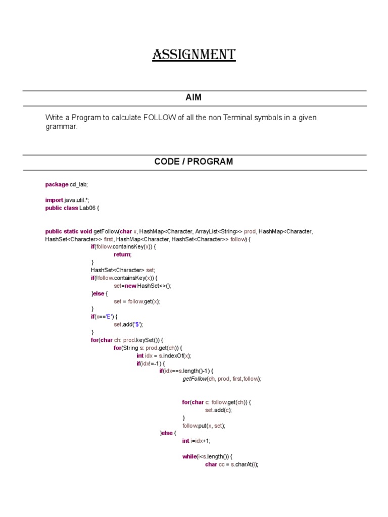 Follow Code in Java Compiler Design | PDF | Object Oriented Programming ...