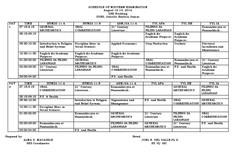 Midterm Schedule | PDF | Science | Cognition