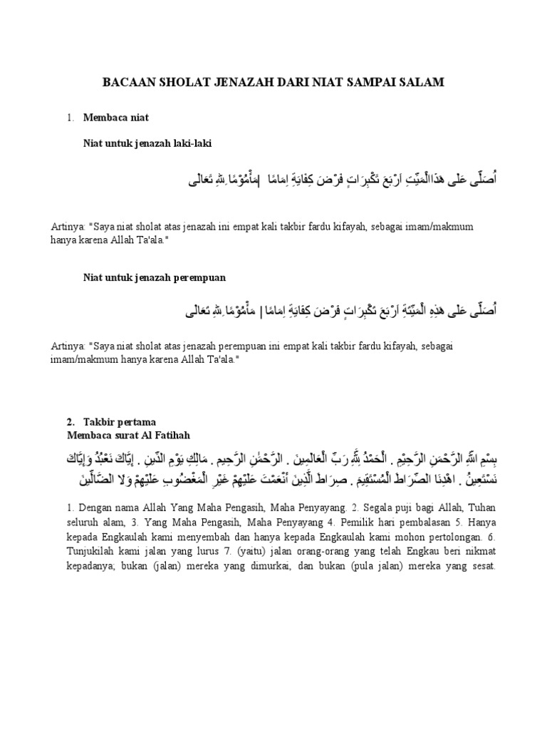 Bacaan Sholat Jenazah Lengkap | PDF