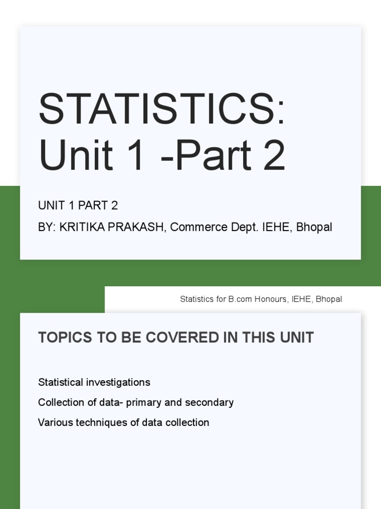 Stats Unit 1 - Part 2 | PDF | Statistics | Data