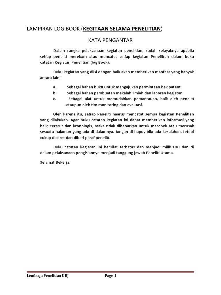 Log Book Penelitian | PDF