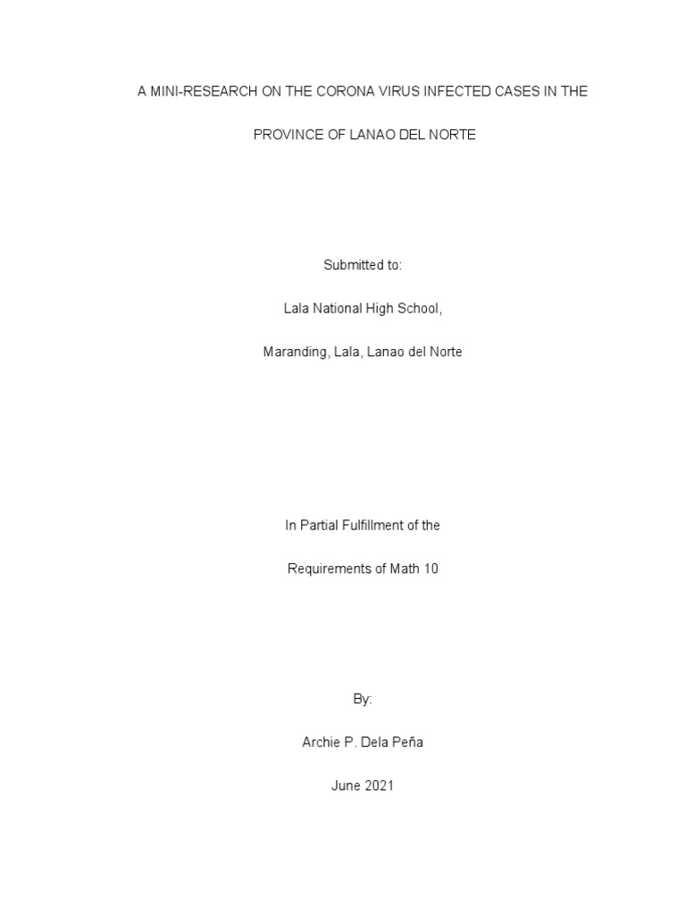 A Mini-Research On The Corona Virus Infected Cases in The Province of ...