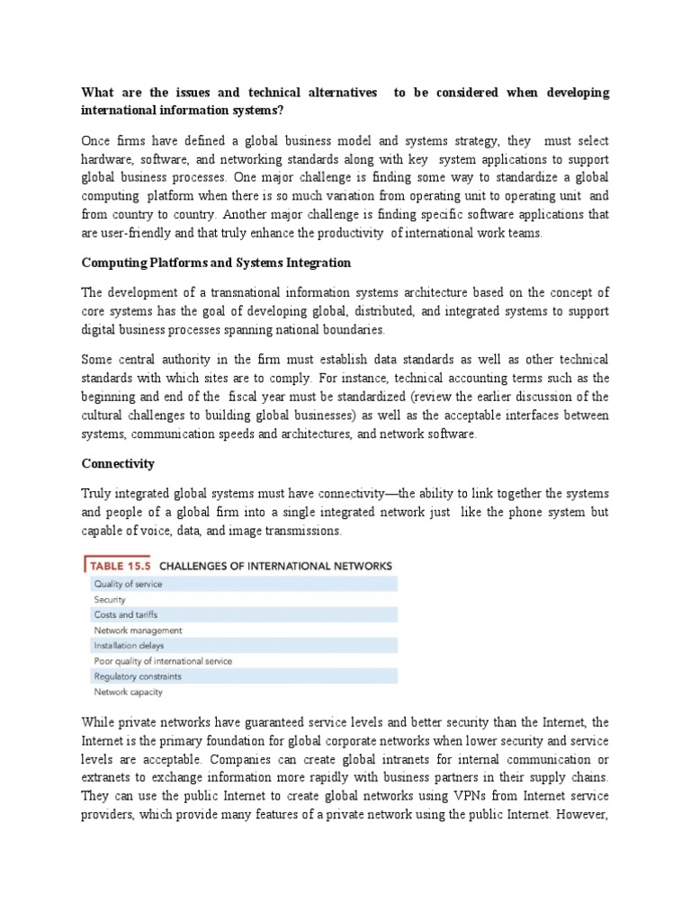 What Are The Issues and Technical Alternatives To Be Considered When ...