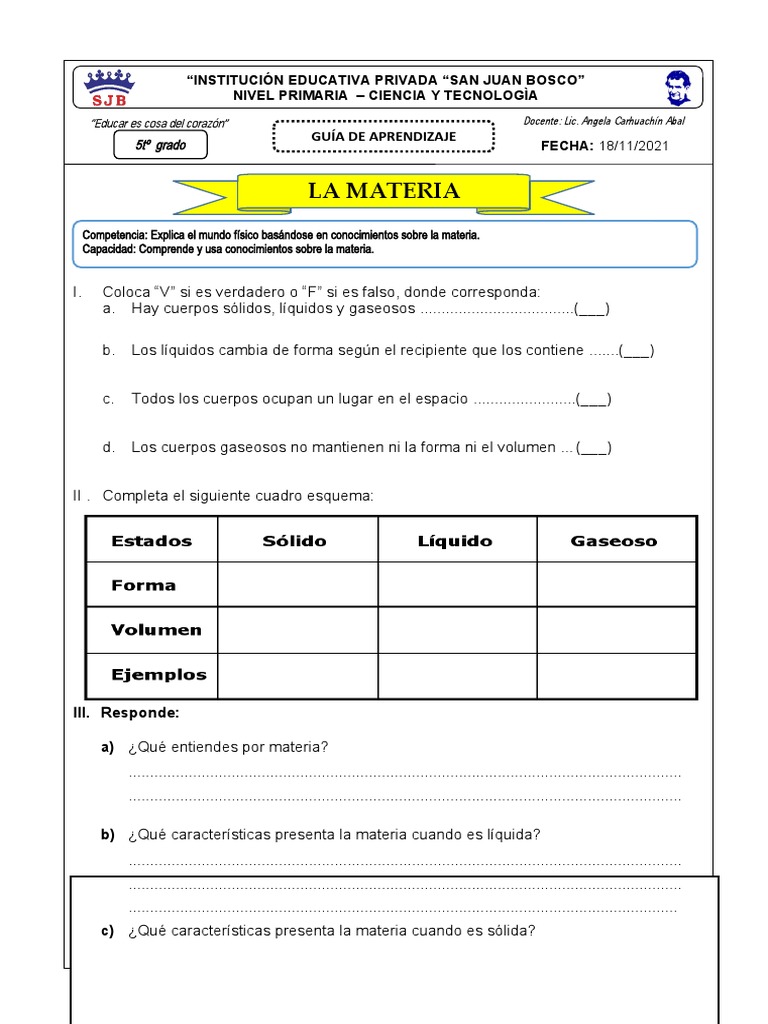 Guia de La Materia | PDF | Gases | Importar
