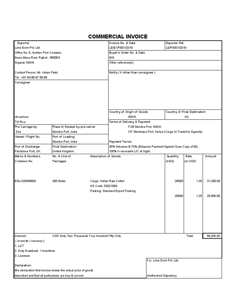 Commercial-Invoice & Packing List | PDF | Transport | Trade