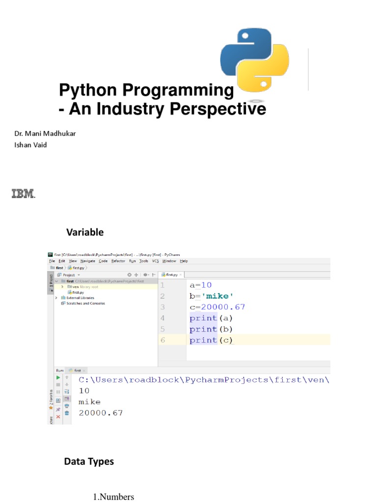 Python Programming - An Industry Perspective: Dr. Mani Madhukar Ishan ...