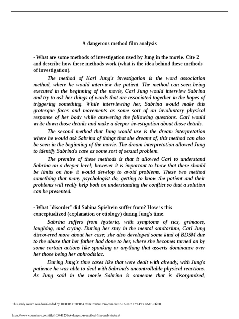 Jung's Methods in "A Dangerous Method" | PDF | Carl Jung | Sigmund Freud