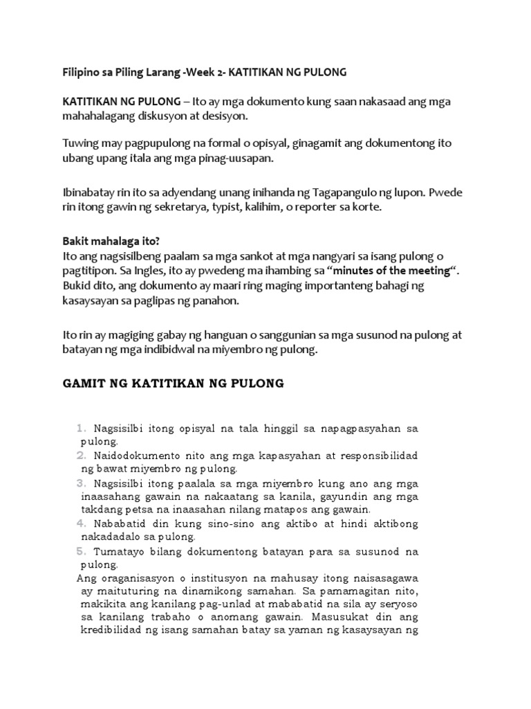 Week 2 Piling Larang | PDF