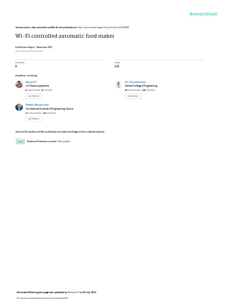 Wi-Fi Controlled Automatic Food Maker: December 2017 | PDF | Foods ...