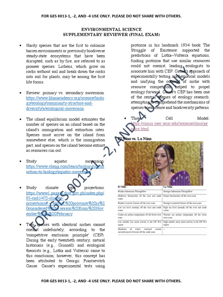Reviewer Environmental Science Finals | PDF | Ecology | Wound