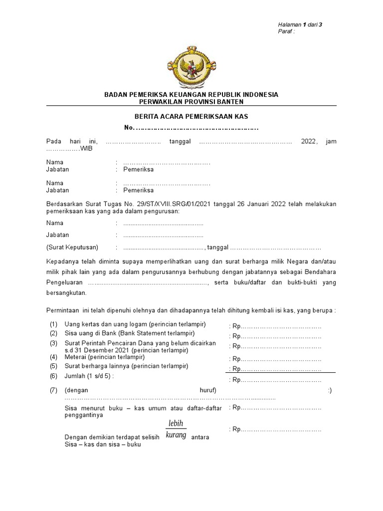 BA Pemeriksaan Kas | PDF