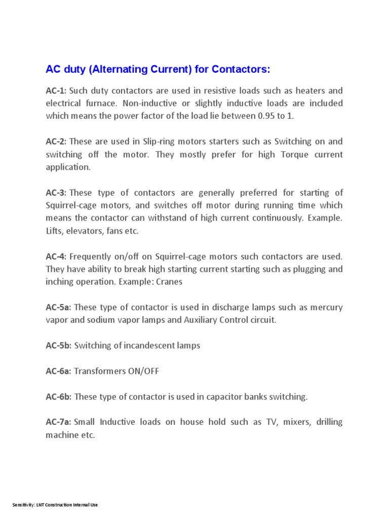 AC and DC Contactor Types As Per IEC | PDF | Electric Motor | Switch
