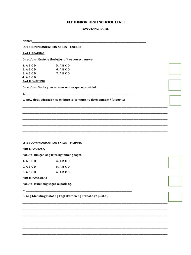 FLT Jhs Answer Sheet | PDF | Cognitive Science | Cognition