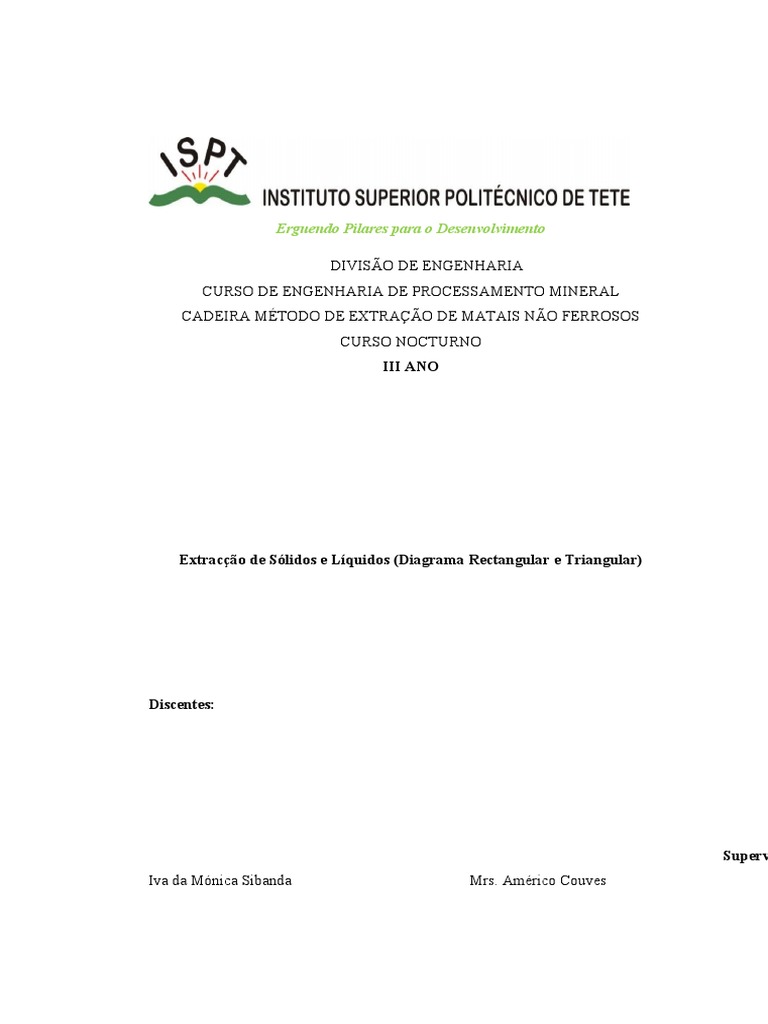 Extração de Sólidos e Líquidos (Diagrama Rectangular e Triangular ...